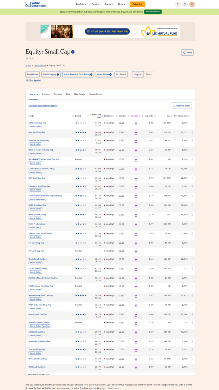 How to Compare and Review Funds on Value Research Online - Dhanvantree